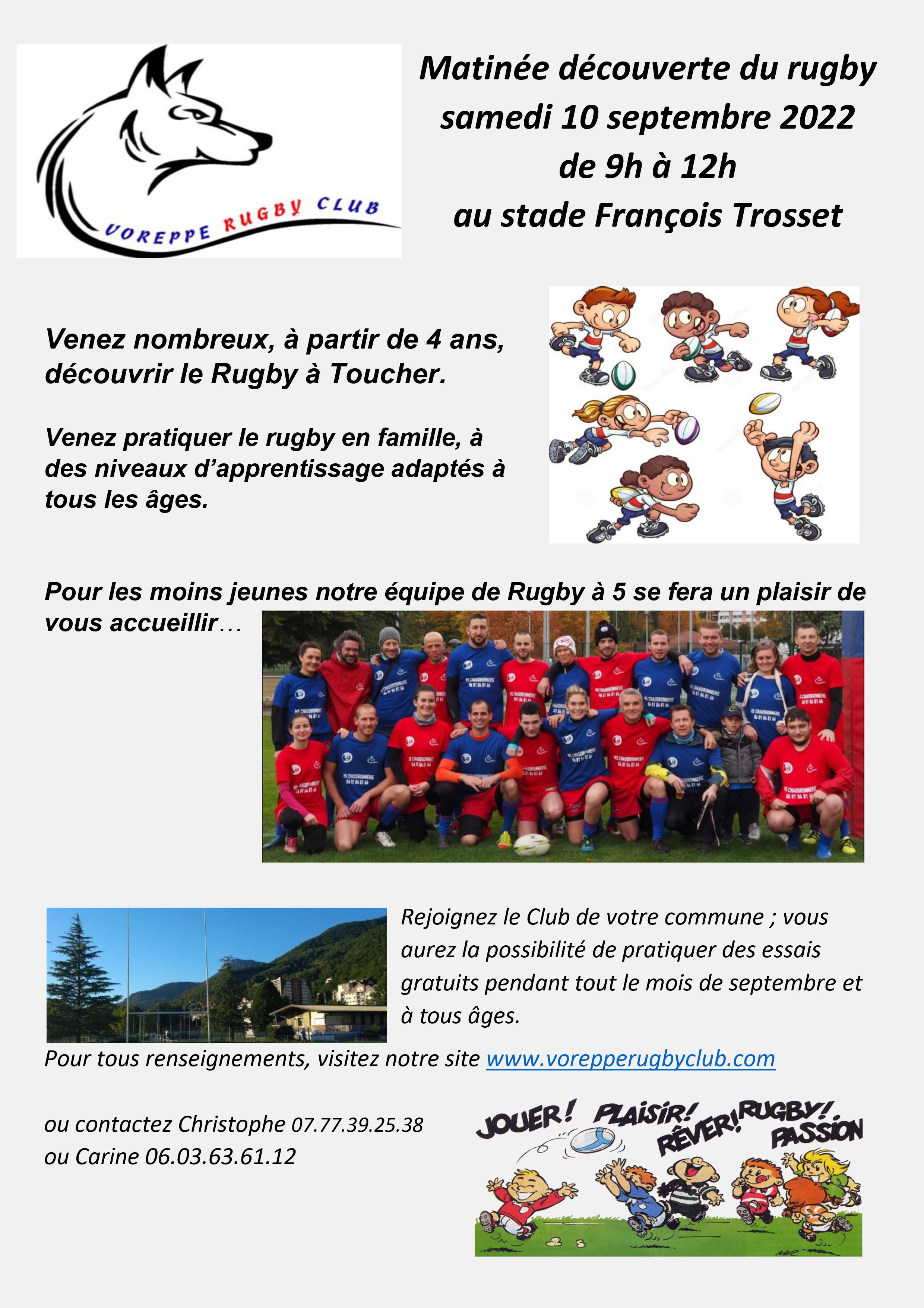 Matinée Découverte Rugby – Voreppe Rugby Club (VRC)