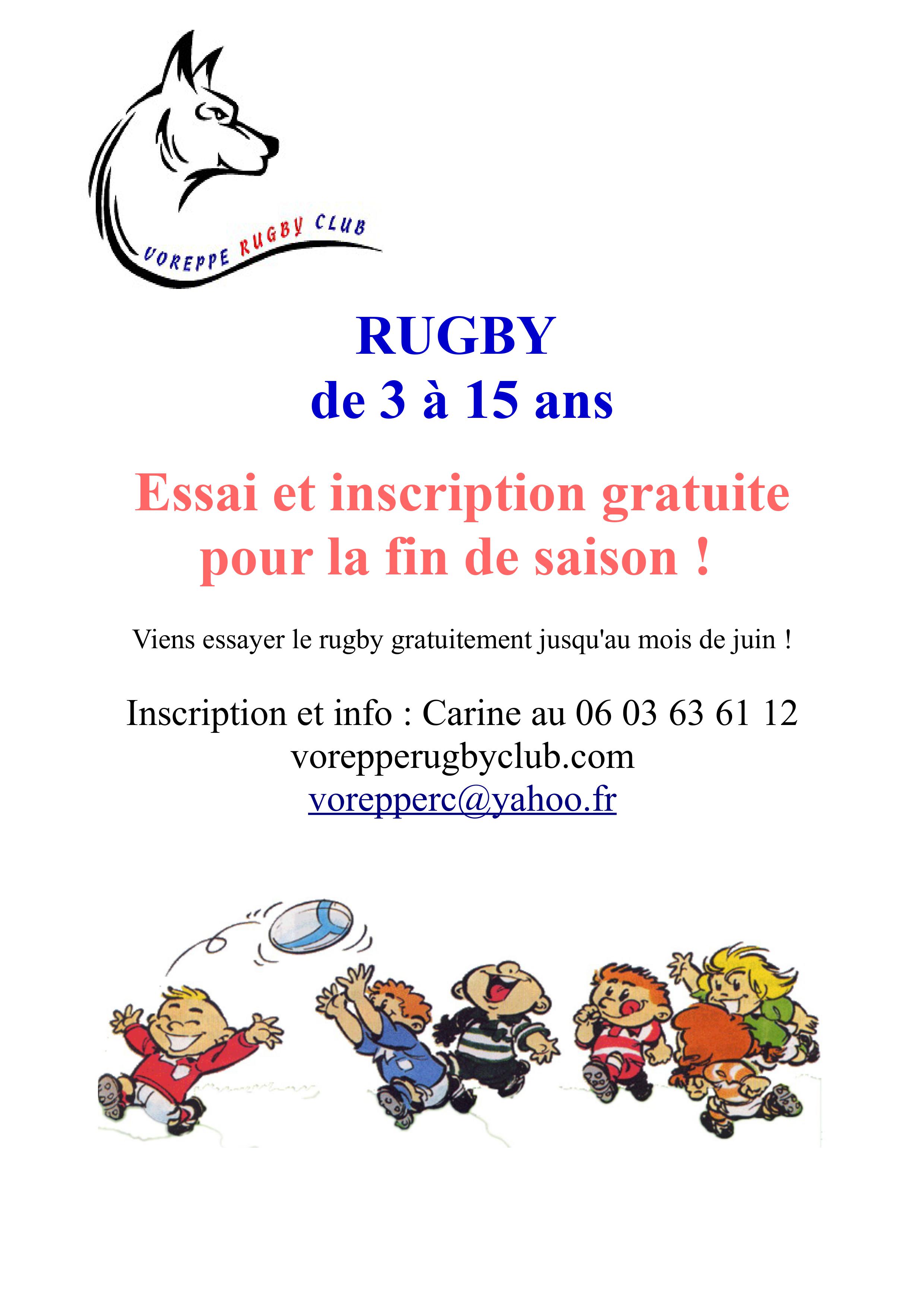Essai et inscription Gratuite – Voreppe Rugby Club (VRC)